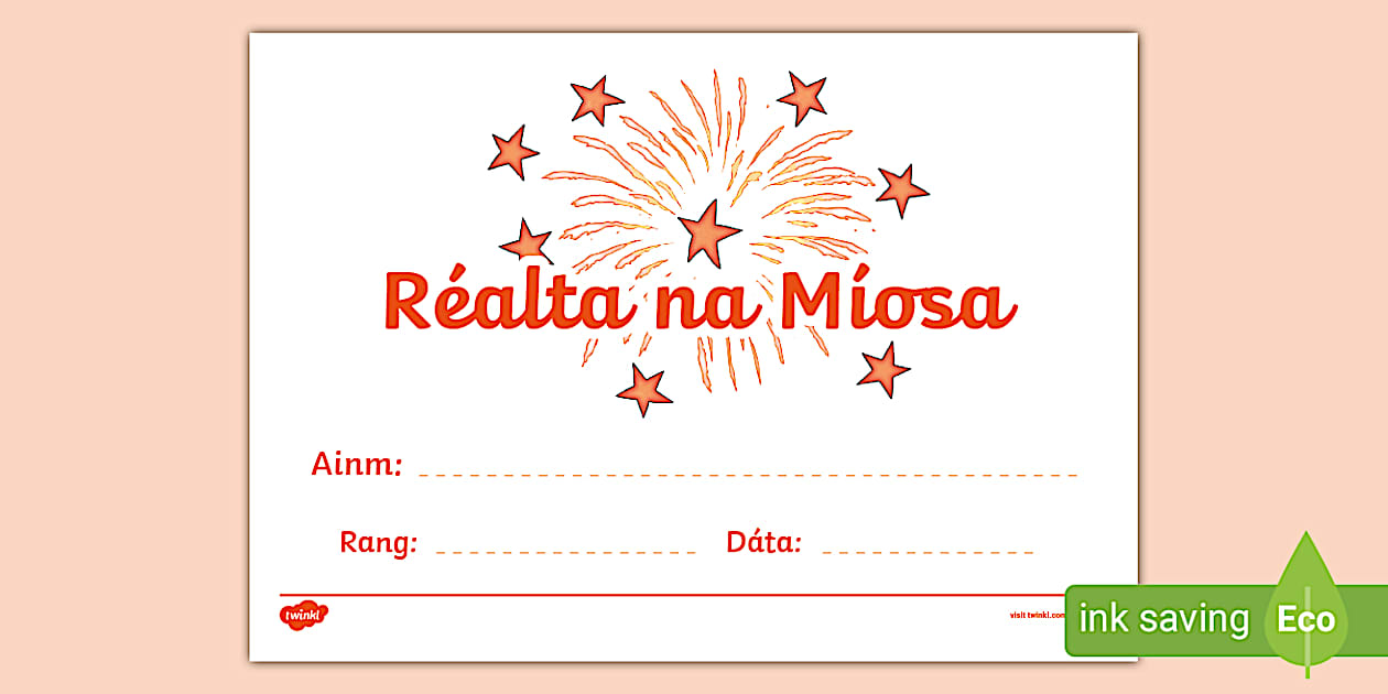 Réalta na Míosa (Teacher-Made) - Twinkl