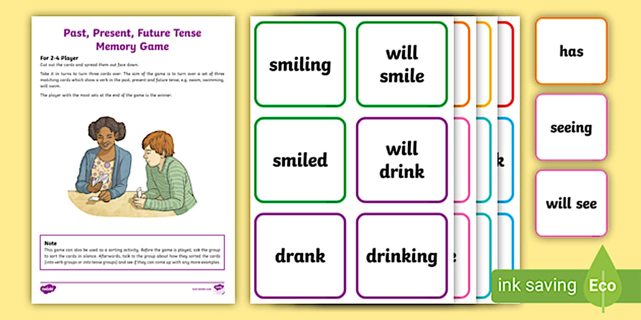 Past, Present & Future Tense Memory Game (teacher made)