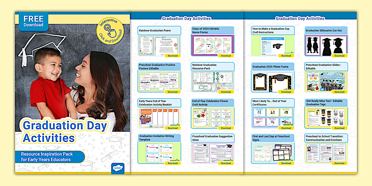 FREE Graduation Day Activities & Resources (Inspiration Pack for Early ...