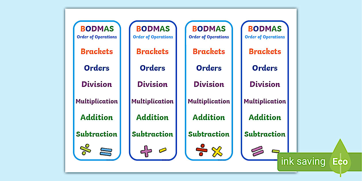 BODMAS KS2 Bookmarks - Primary Resources (teacher made)