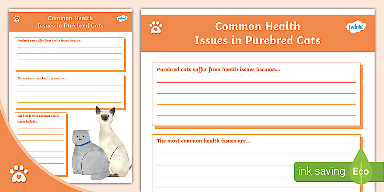 Common Health Issues in Purebred Cats - Activity Sheet - Pet