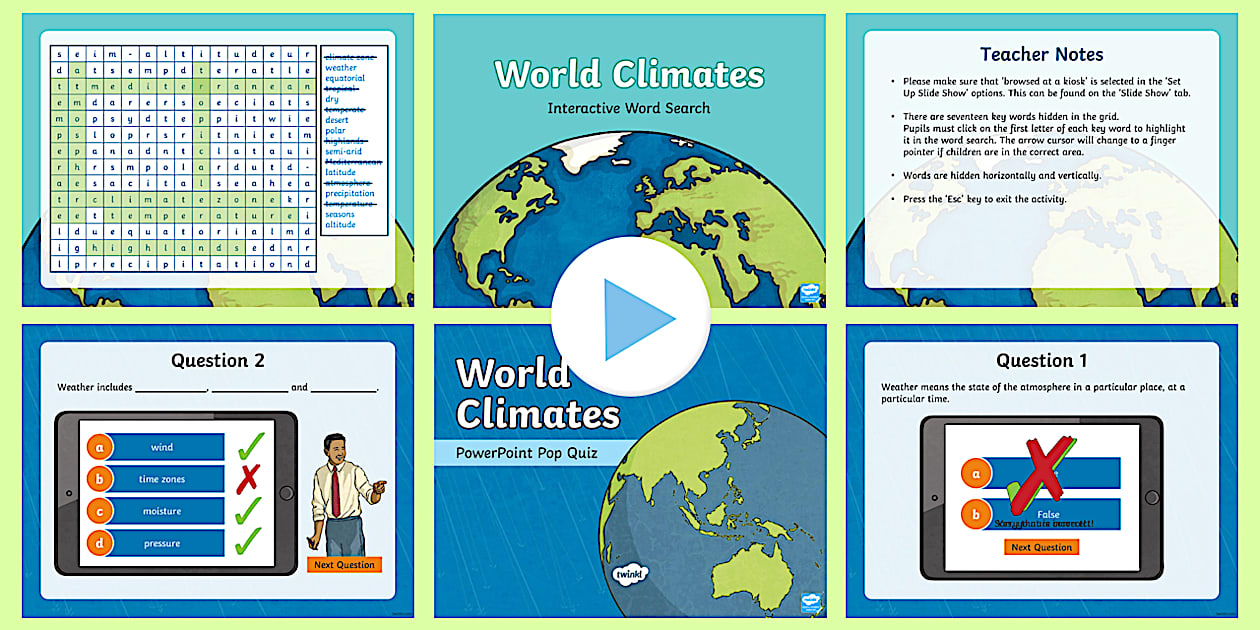 World Climates Interactive Activity Pack (teacher made)