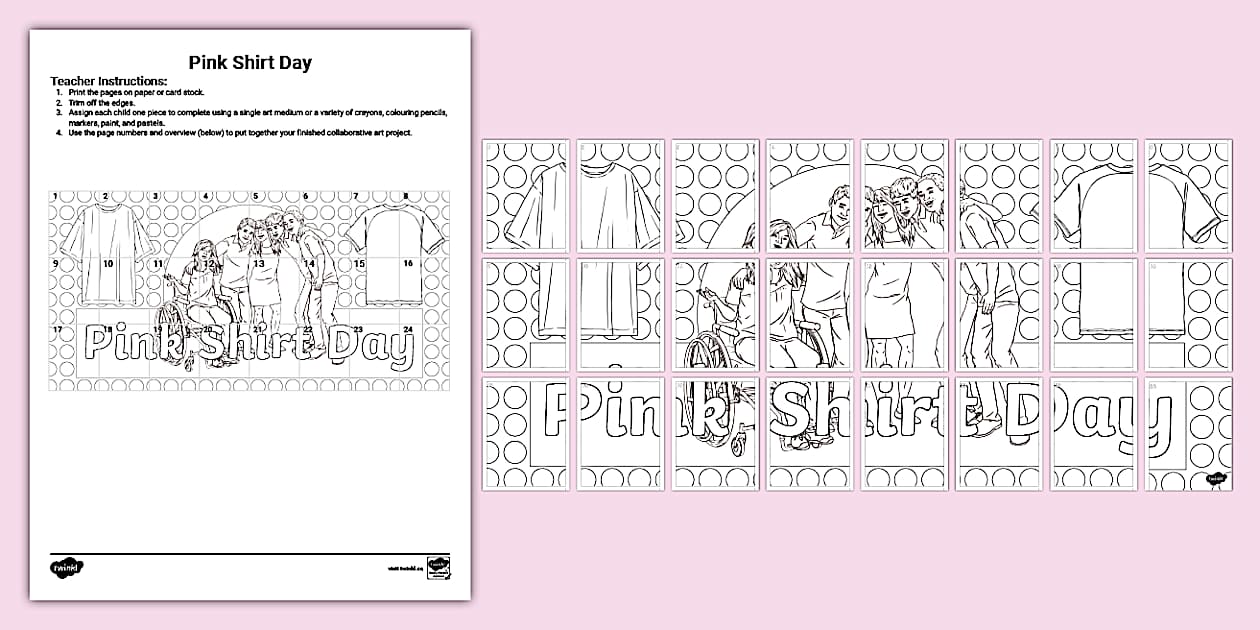 Pink Shirt Day Posters | Collaborative Colouring Sheets
