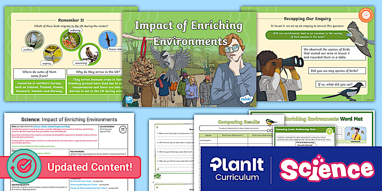 Y3 Biodiversity Birds Impact of Enriching Environments Lesson 5