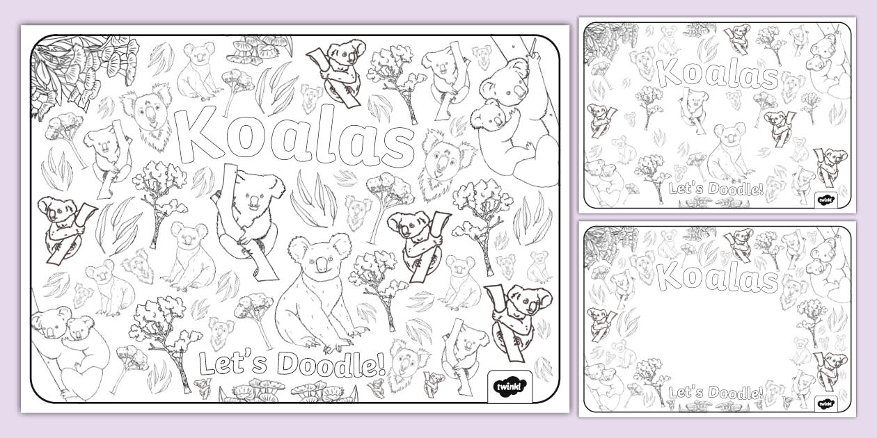 Koala Doodle Colouring Pages - Twinkl - KS1