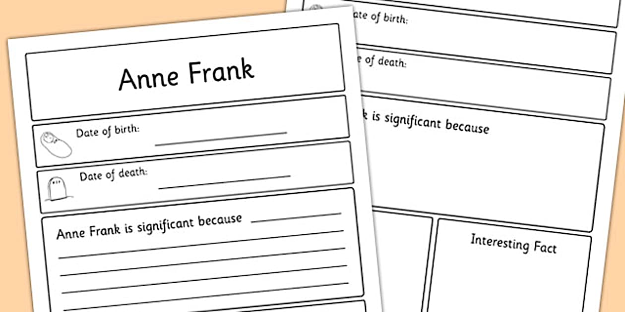 Anne Frank Significant Individual Writing Frame - anne frank