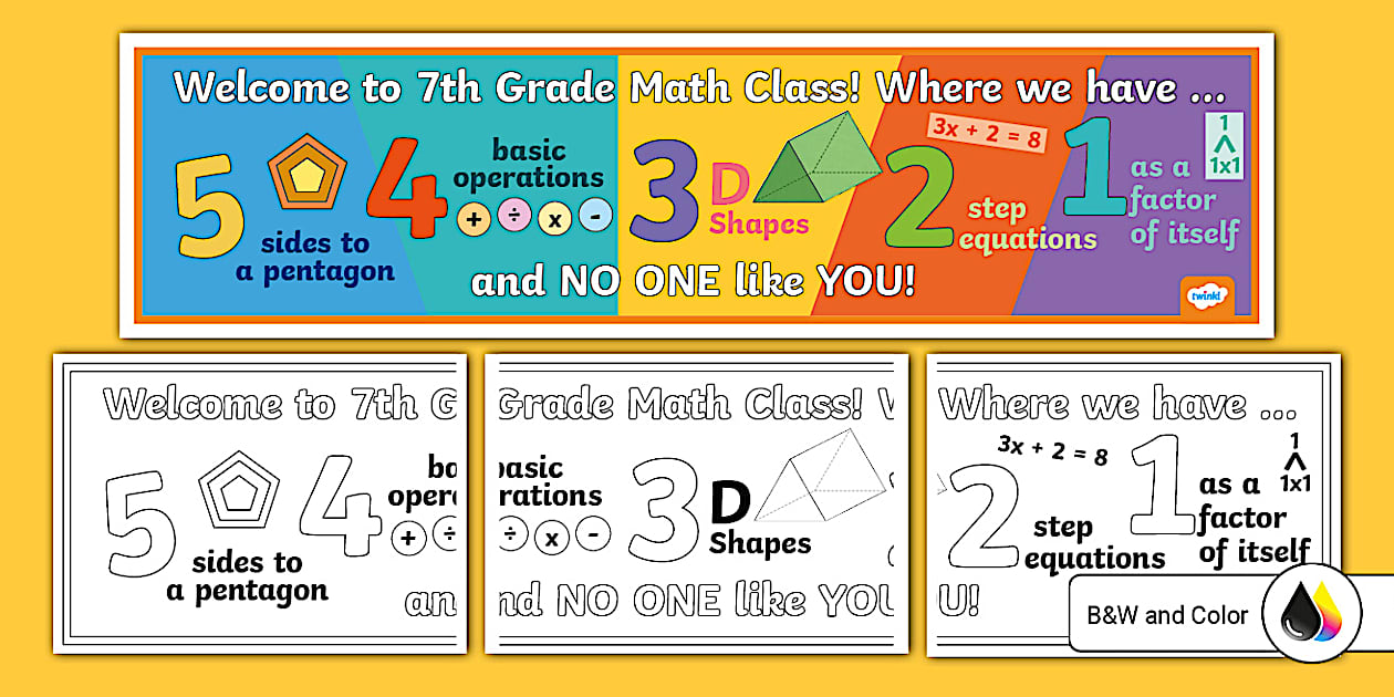 Welcome to 7th Grade Math Class Banner (teacher made)