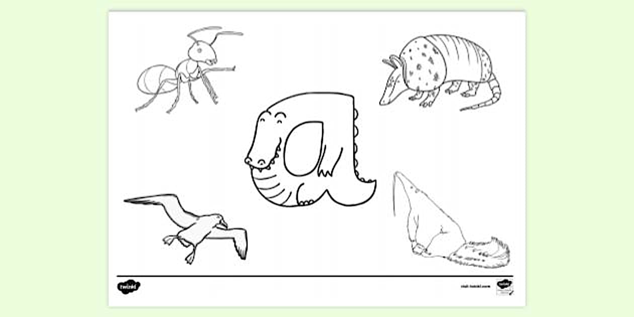 Animal Letter 'A' Colouring Page - Colouring - KS1 - Twinkl