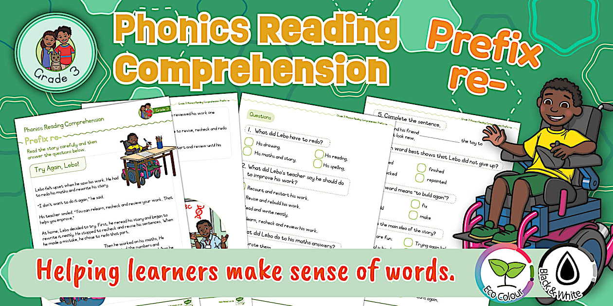 Grade 3 Phonics - T4 - Prefix re- - Reading Comprehension