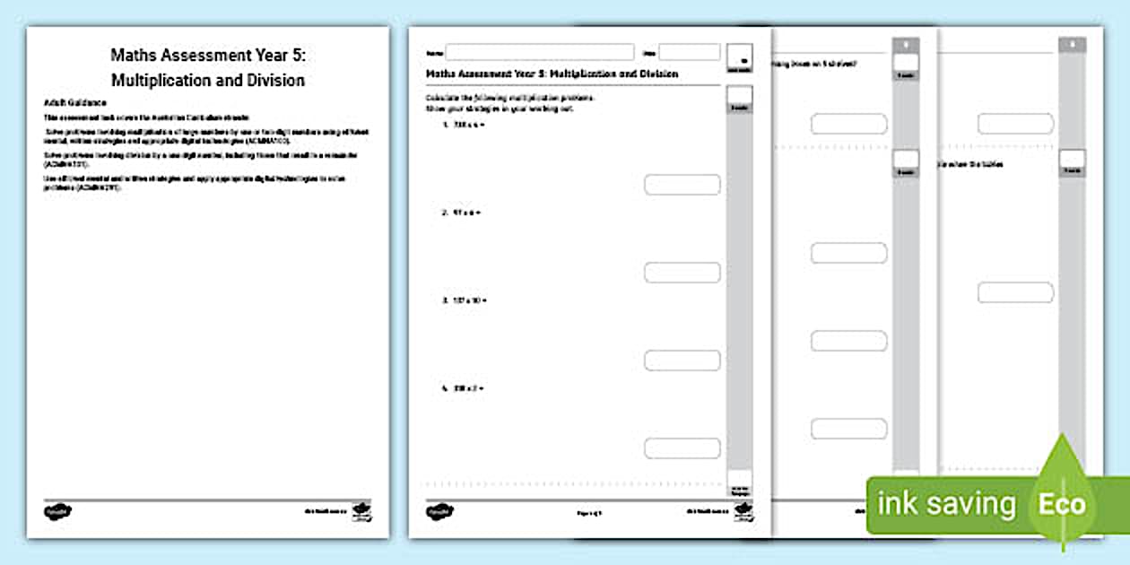 Maths Assessment Year 5: Multiplication and Division