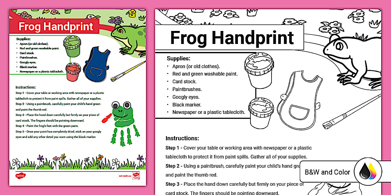 Frog Handprint Worksheet (Teacher-Made) - Twinkl