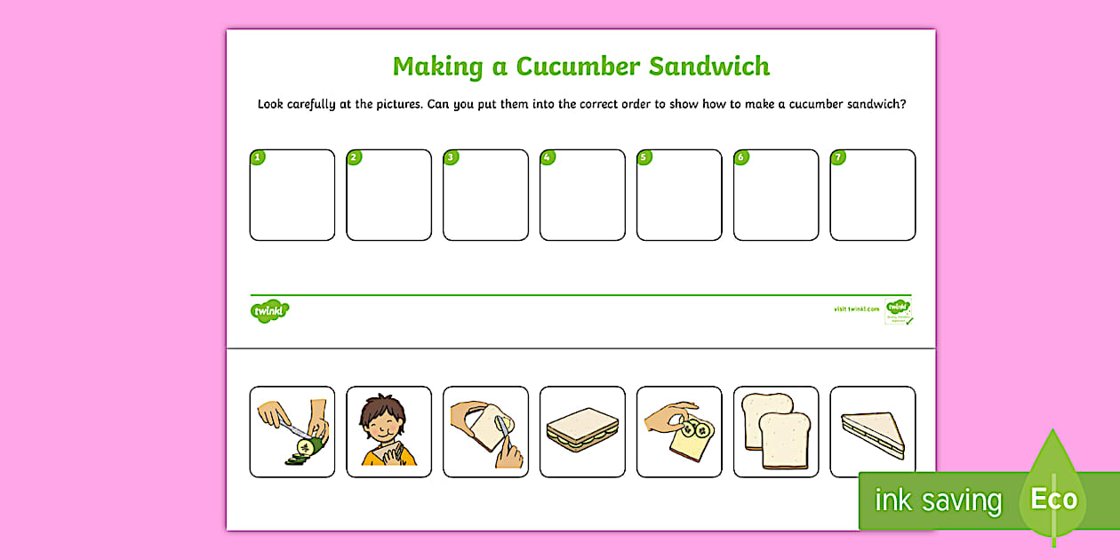Cucumber Sandwich Sequencing Worksheet (teacher made)