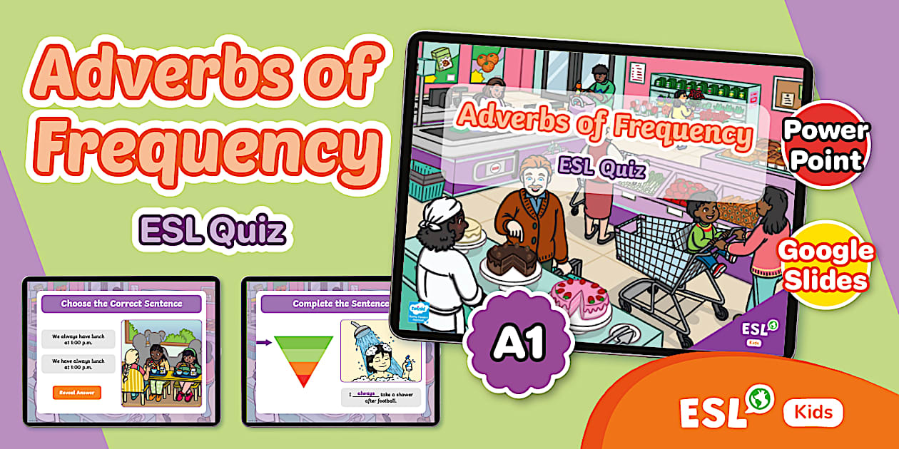 ESL Adverbs of Frequency PPT Quiz [Kids, A1]