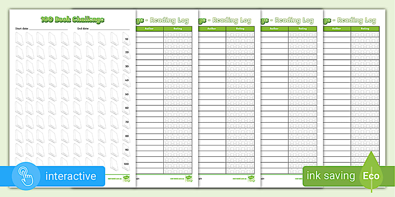 100 Book Challenge PDF - Reading Log | Twinkl (teacher made)