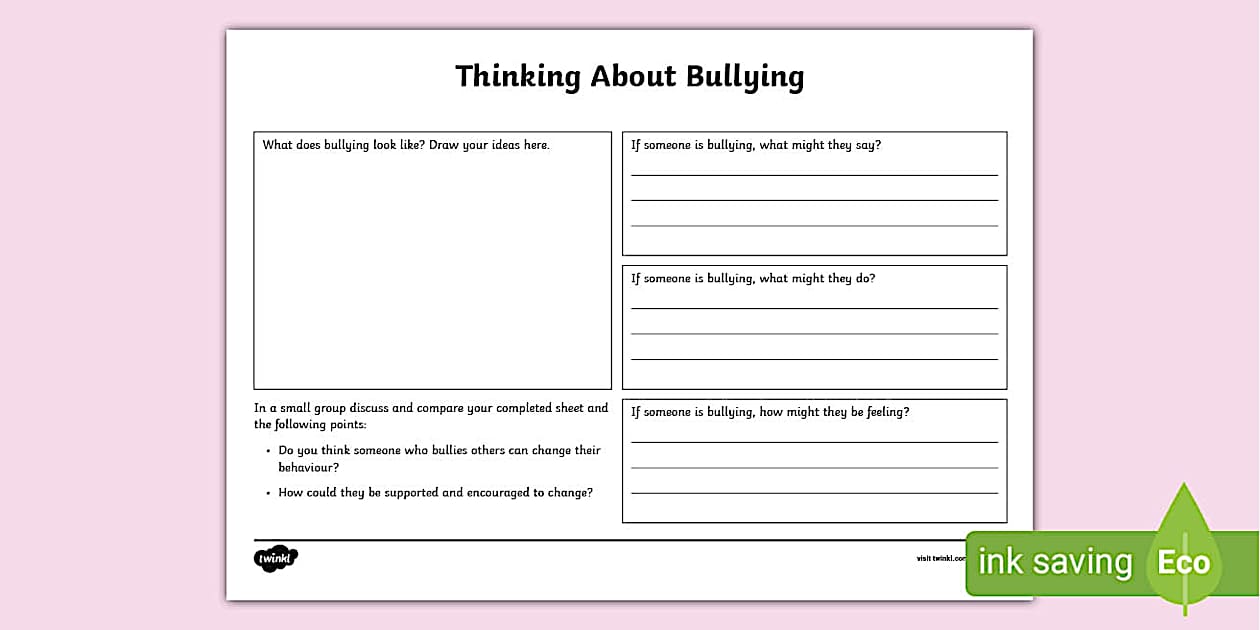Thinking About Bullying Activity Sheet (teacher made)