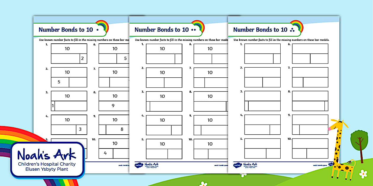 FREE! - Number Bonds to 10: Missing Addend Activity Sheet