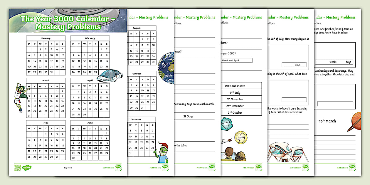 👉 KS2 The Year 3000 Calendar – Maths Mastery Problems