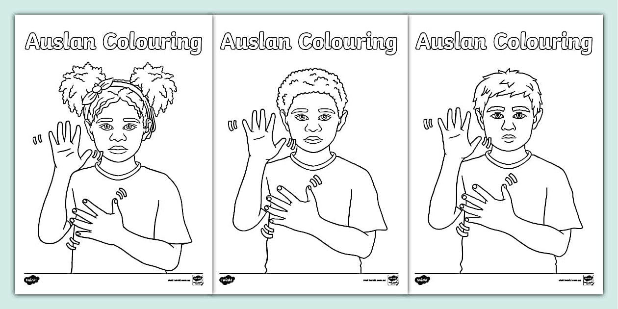 Auslan Hands Colouring Pages