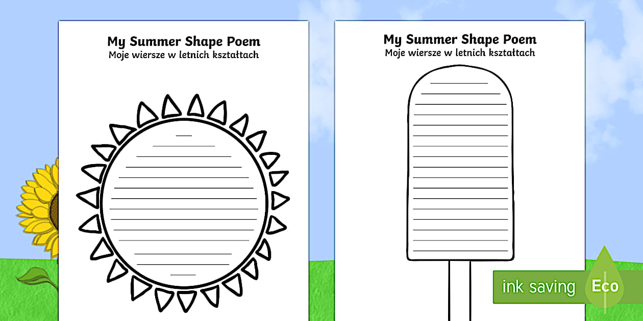 Summer Shape Poetry Templates English/Polish (teacher made)