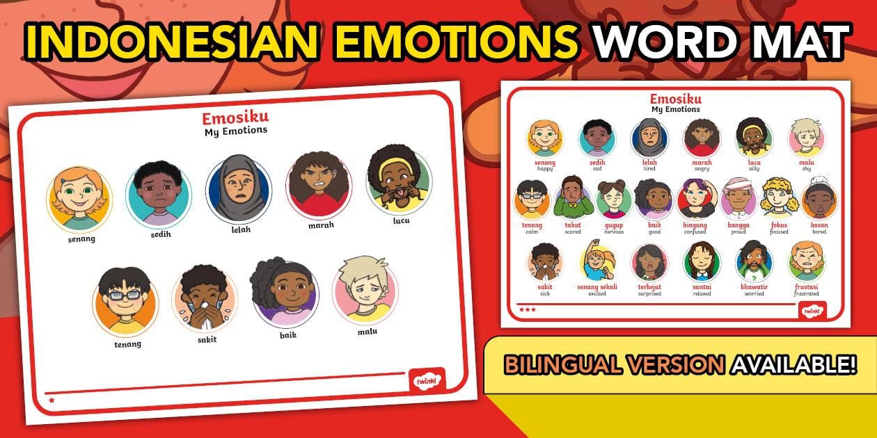 Indonesian Emotions Word Mat Differentiated Visual Aid
