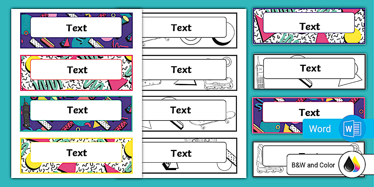 Editable 90s Theme Labels (teacher made) - Twinkl