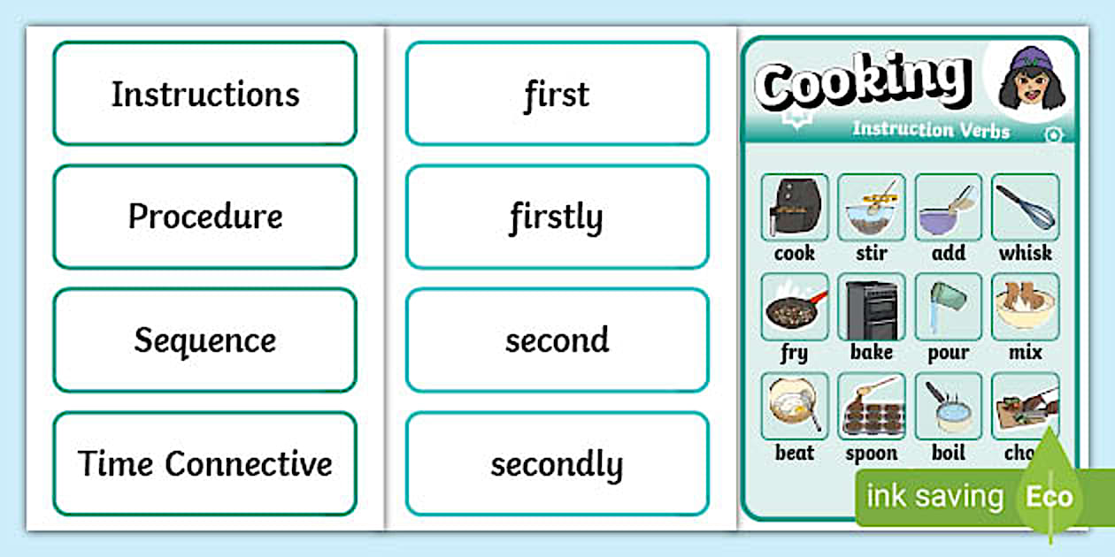 Level 2 Writing - Procedural (Instructional) Writing Word Cards