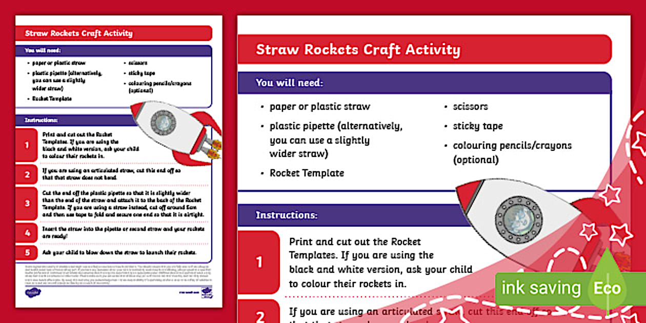 Straw Rockets Craft Activity