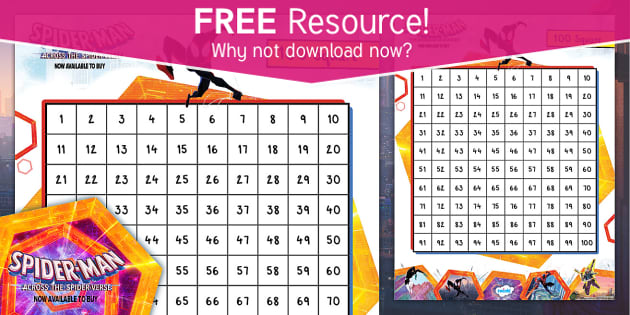 FREE Spider-Man™: 100 Square (teacher made) - Twinkl