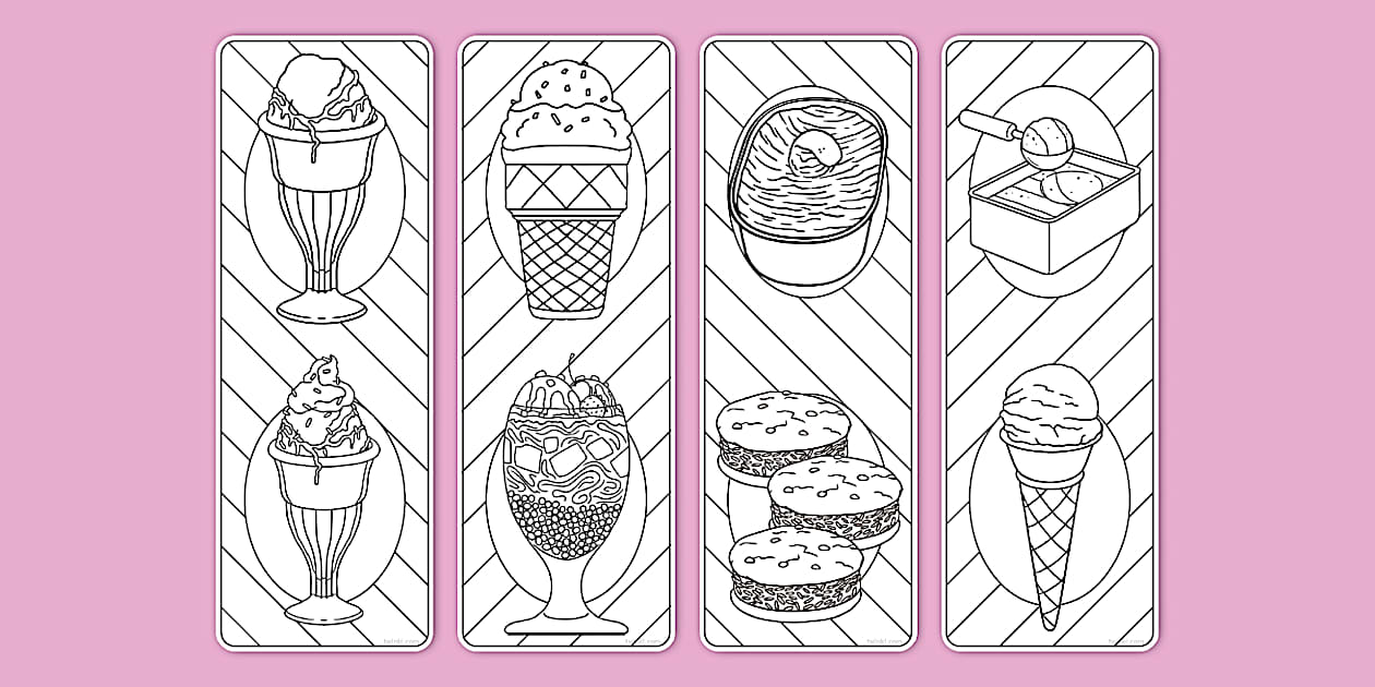 Ice Cream Colouring Bookmarks (Teacher-Made) - Twinkl