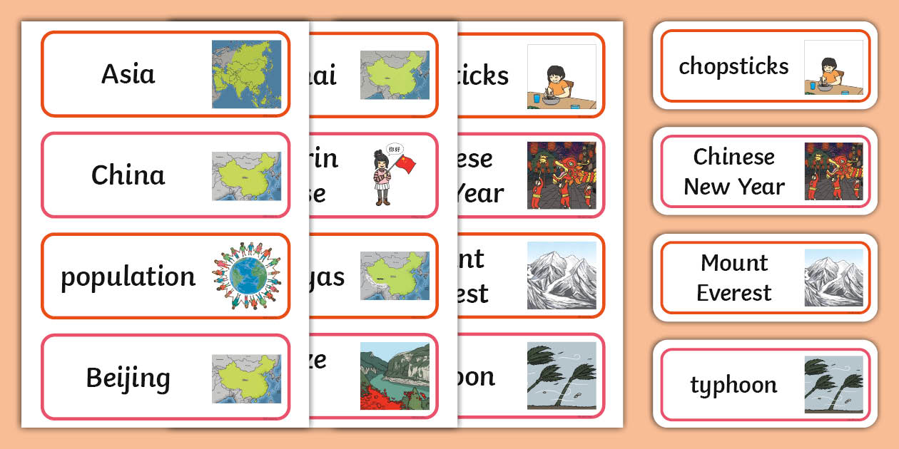 Let's Go to China Word Cards