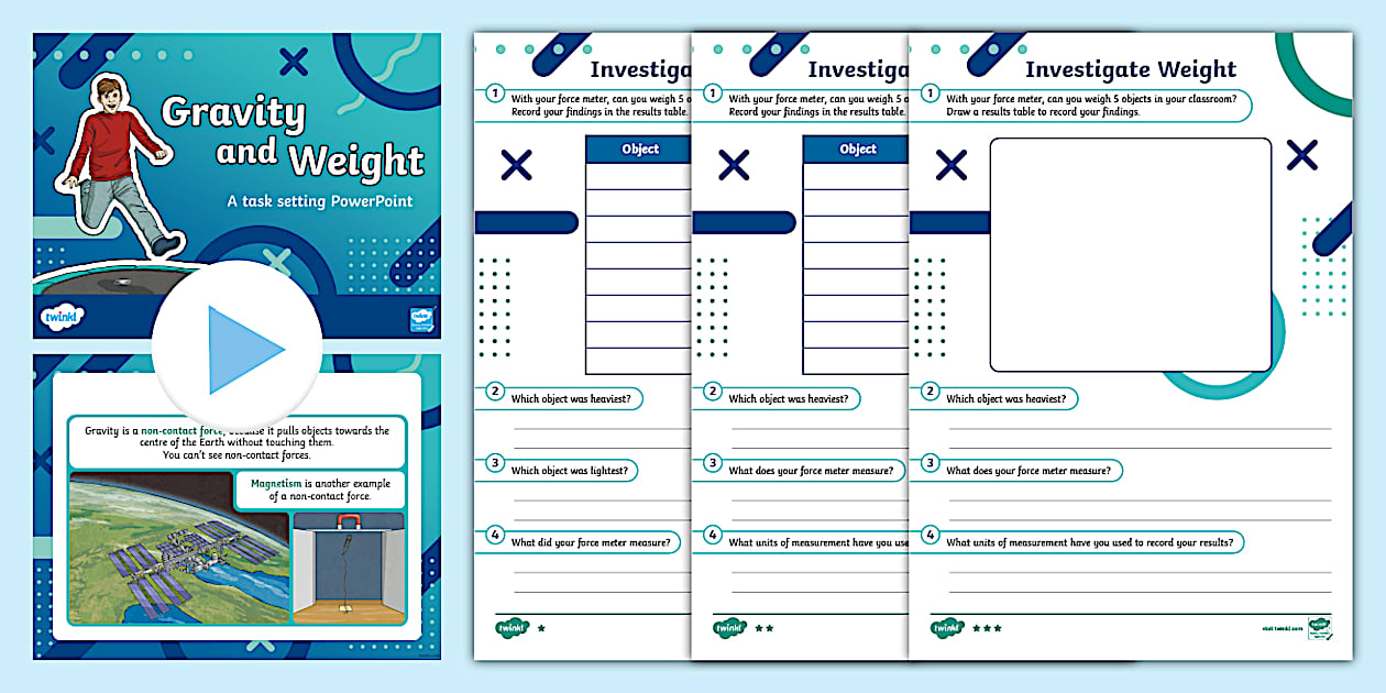 Gravity and Weight Task Setter (teacher made) - Twinkl