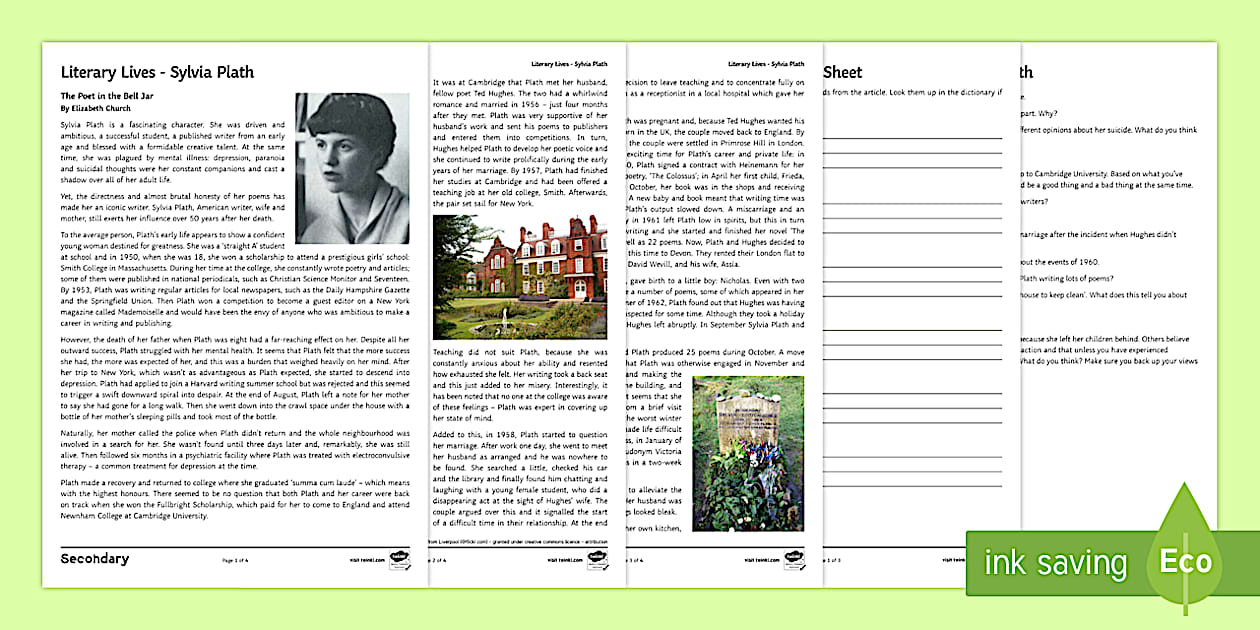 Sylvia Plath Guide - Twinkl Ireland Resources (teacher made)