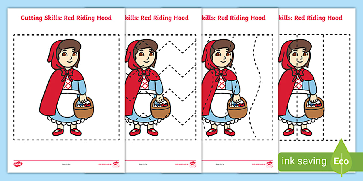 SA Red Riding Hood Themed Cutting Skills Worksheet - Twinkl