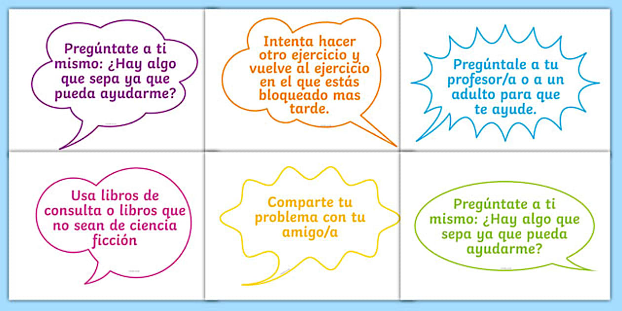 What to do When Stuck Display Speech Bubbles Spanish