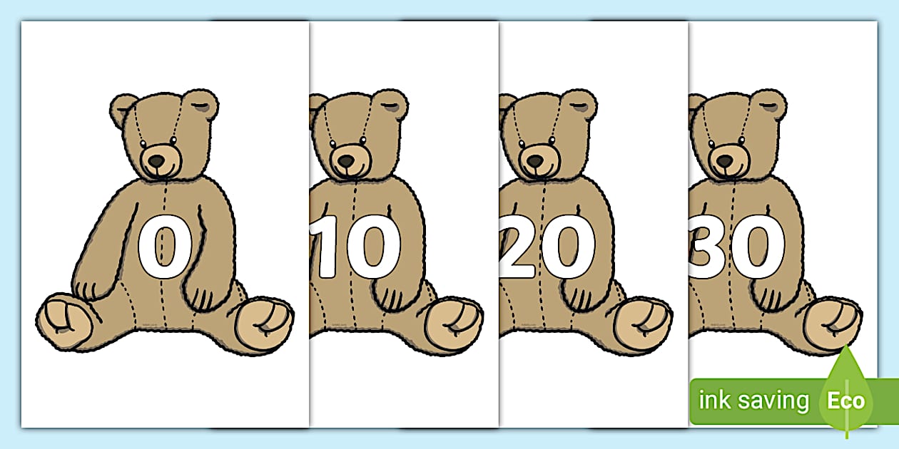 Counting in 10s on Teddy Bears Display Activity - Twinkl