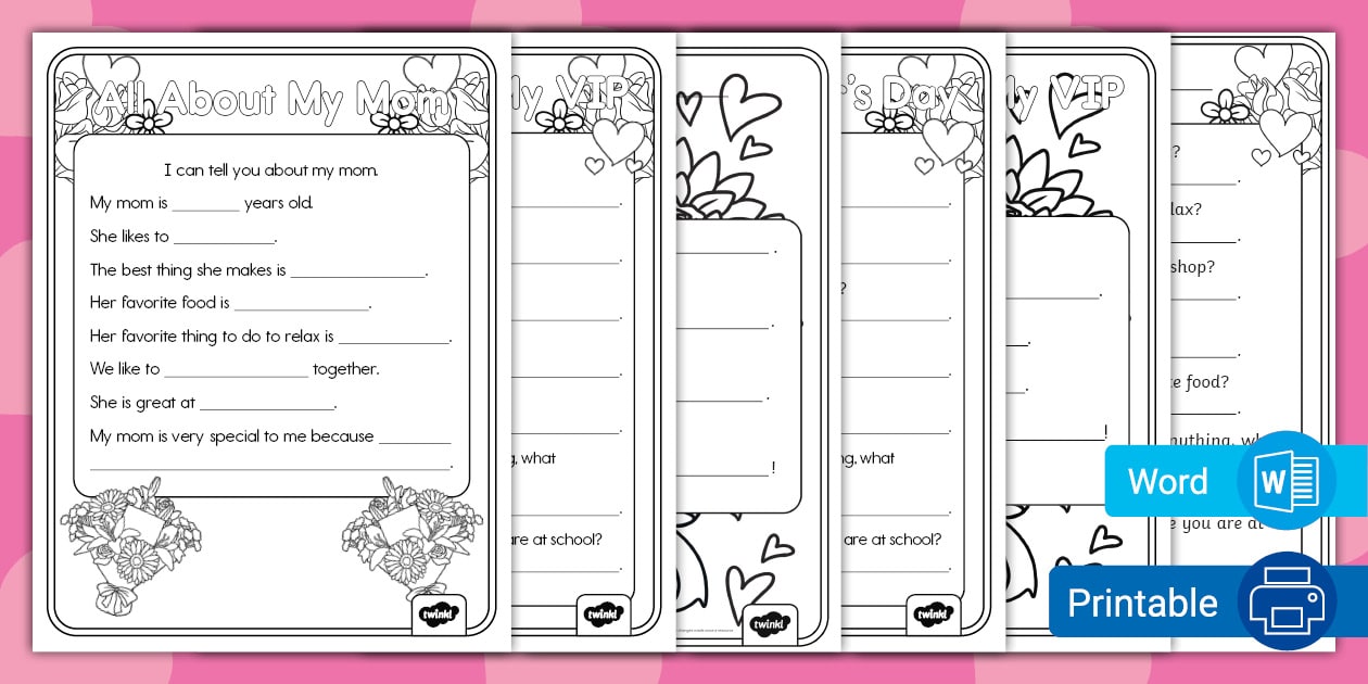 Mother's Day Gift All About My Mom Project (teacher made)