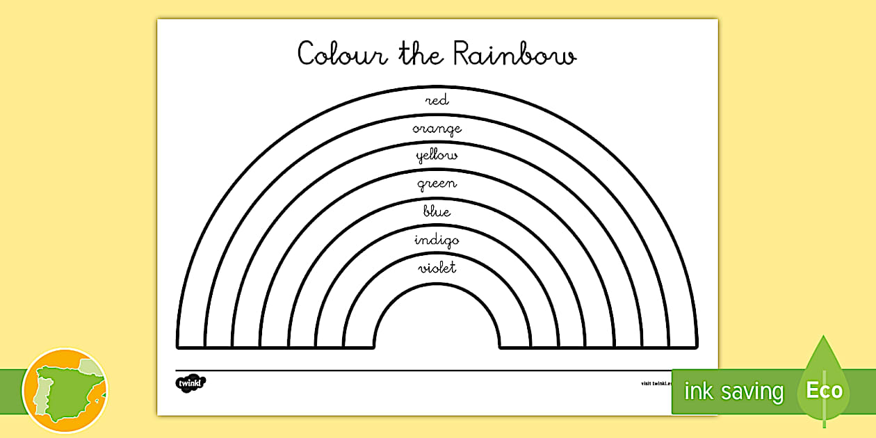 Ficha de actividad: lee y colorea el arcoiris en inglés