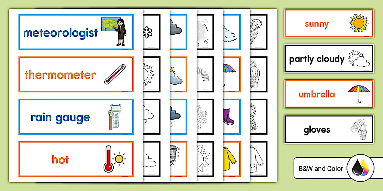 Weather Station Dramatic Play Word Cards - Twinkl