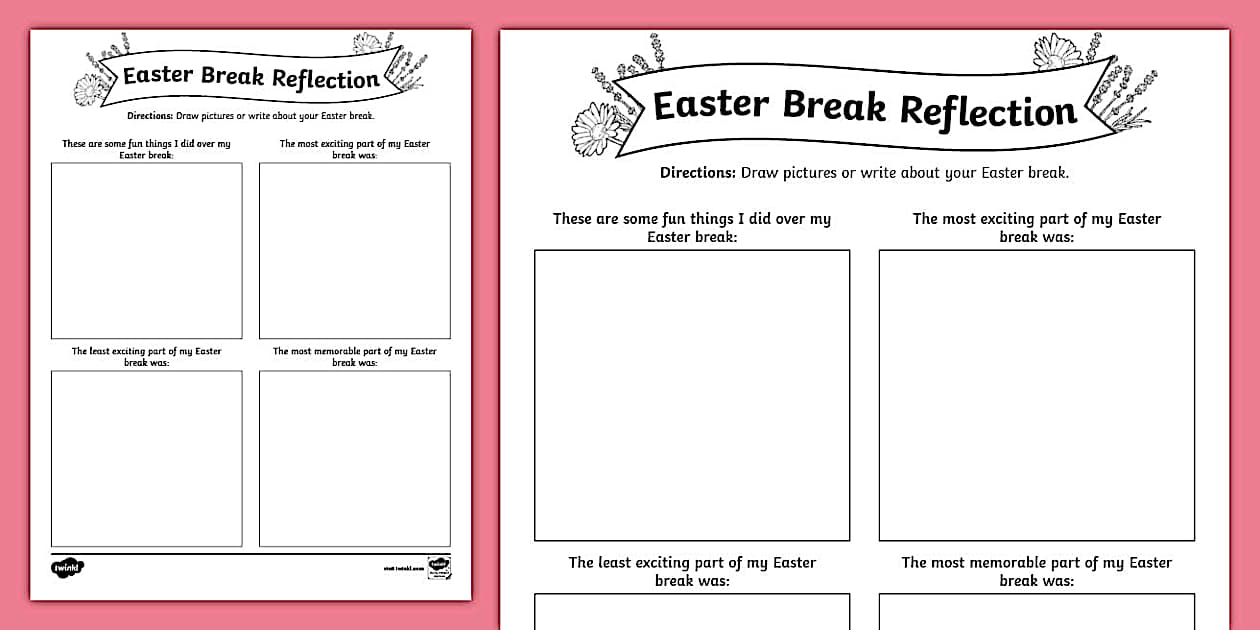 Easter Break Reflection Worksheet (teacher made) - Twinkl