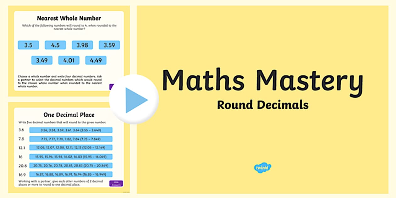 Year 5, Fractions and Decimals, Rounding Decimals Maths Mastery Activities