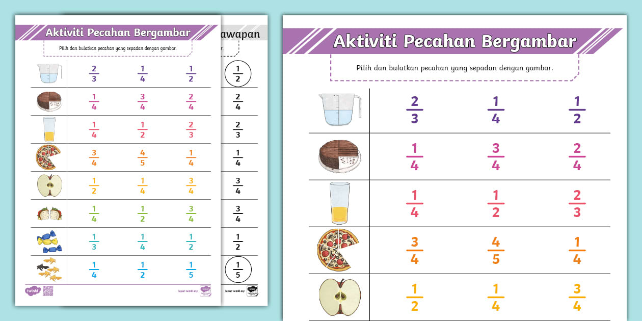 * NEW * Aktiviti Pecahan Bergambar (teacher made) - Twinkl