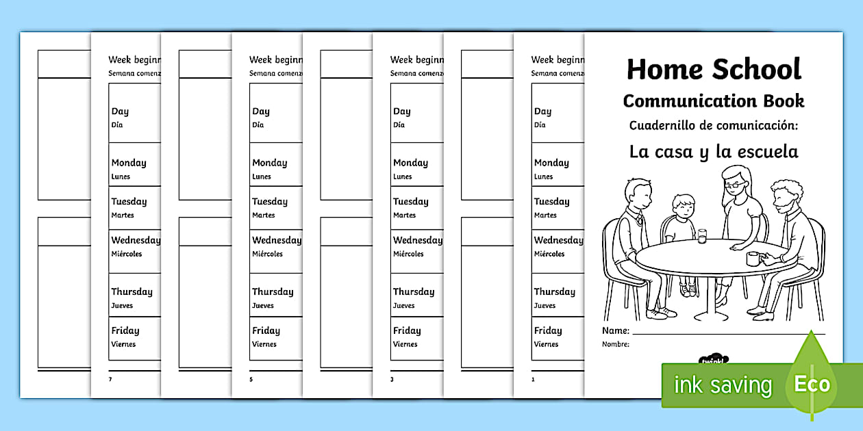 Home School Communication Booklet English/Spanish - Home School ...