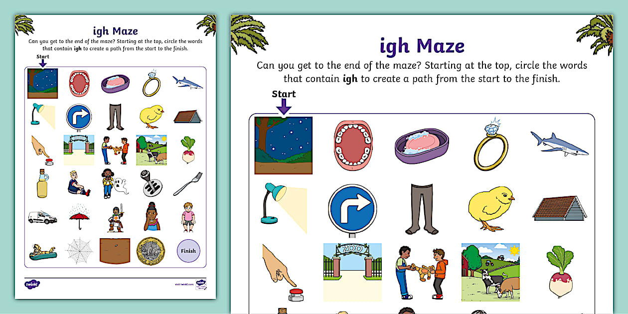 'igh' Phonics Maze (teacher made) - Twinkl