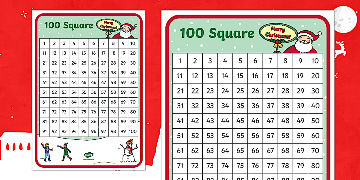 Christmas Number Square (teacher made) - Twinkl