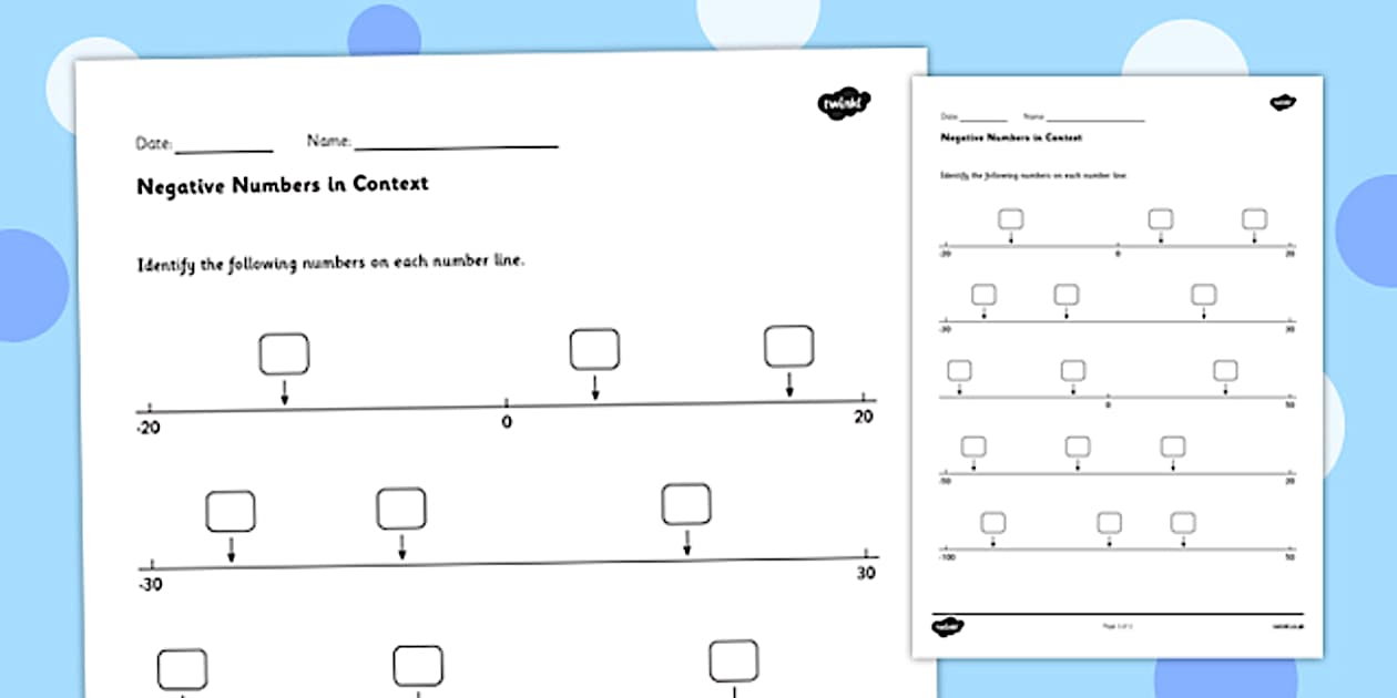 Grade 6 Use Negative Numbers In Context Worksheet / Worksheet 1