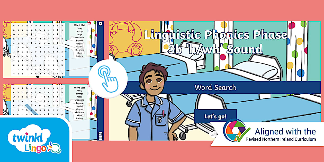 Linguistic Phonics Phase 3b 'h/wh' Interactive Word Search