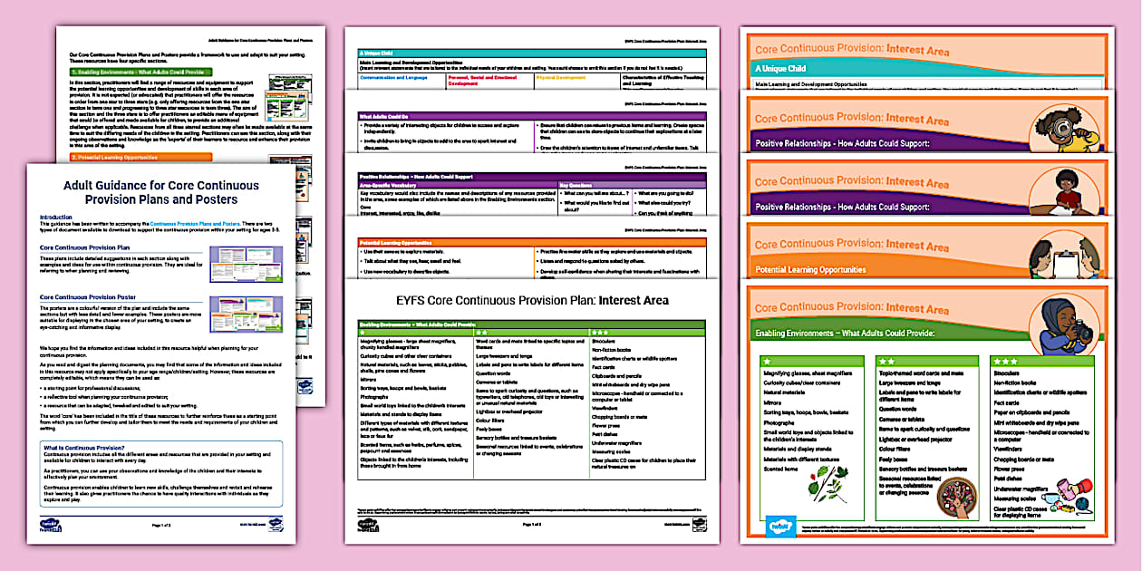 EYFS Interest Area Continuous Provision Plan & Poster Pack
