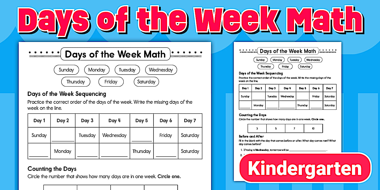 Kindergarten Days of the Week Math Worksheet