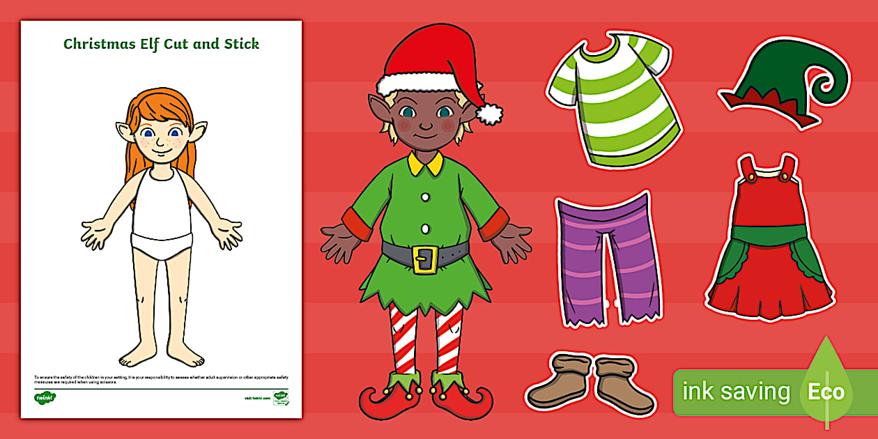 Design a Christmas Elf Cut and Stick Activity (teacher made)