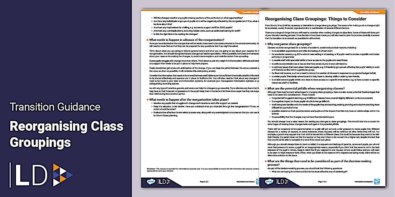 Reorganising Class Groupings: Things to Consider - Leaders